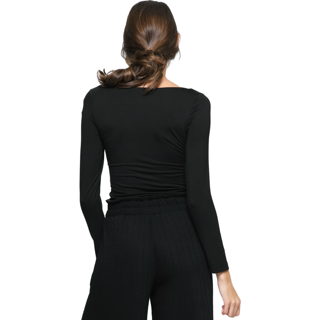 Black Double Lined Jersey Long Sleeve Top