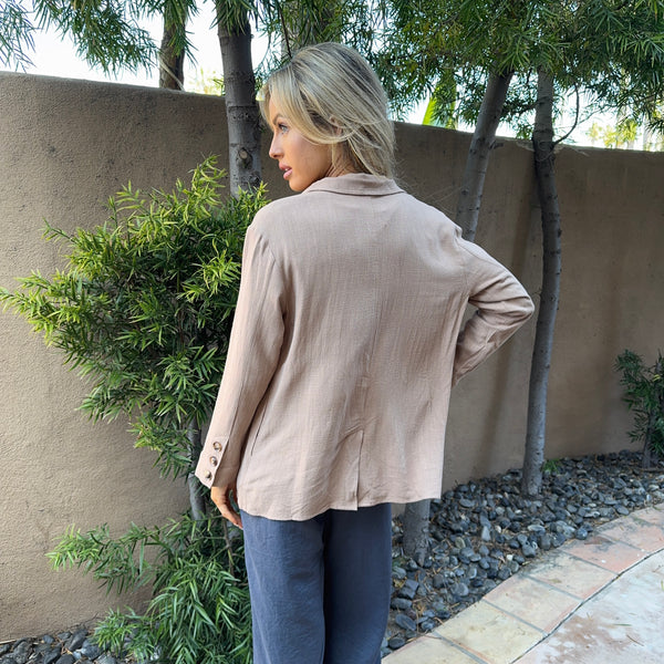 On Time Toffee Linen Blazer - Dainty Hooligan