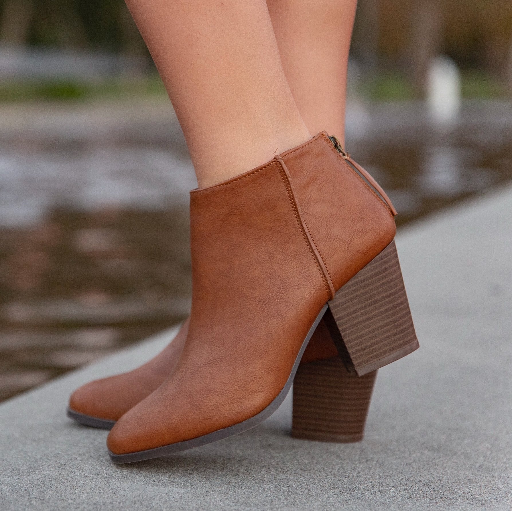 Avalon Closed Toe Booties in Camel - Dainty Hooligan