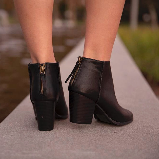 Avalon Closed Toe Booties in Black - Dainty Hooligan
