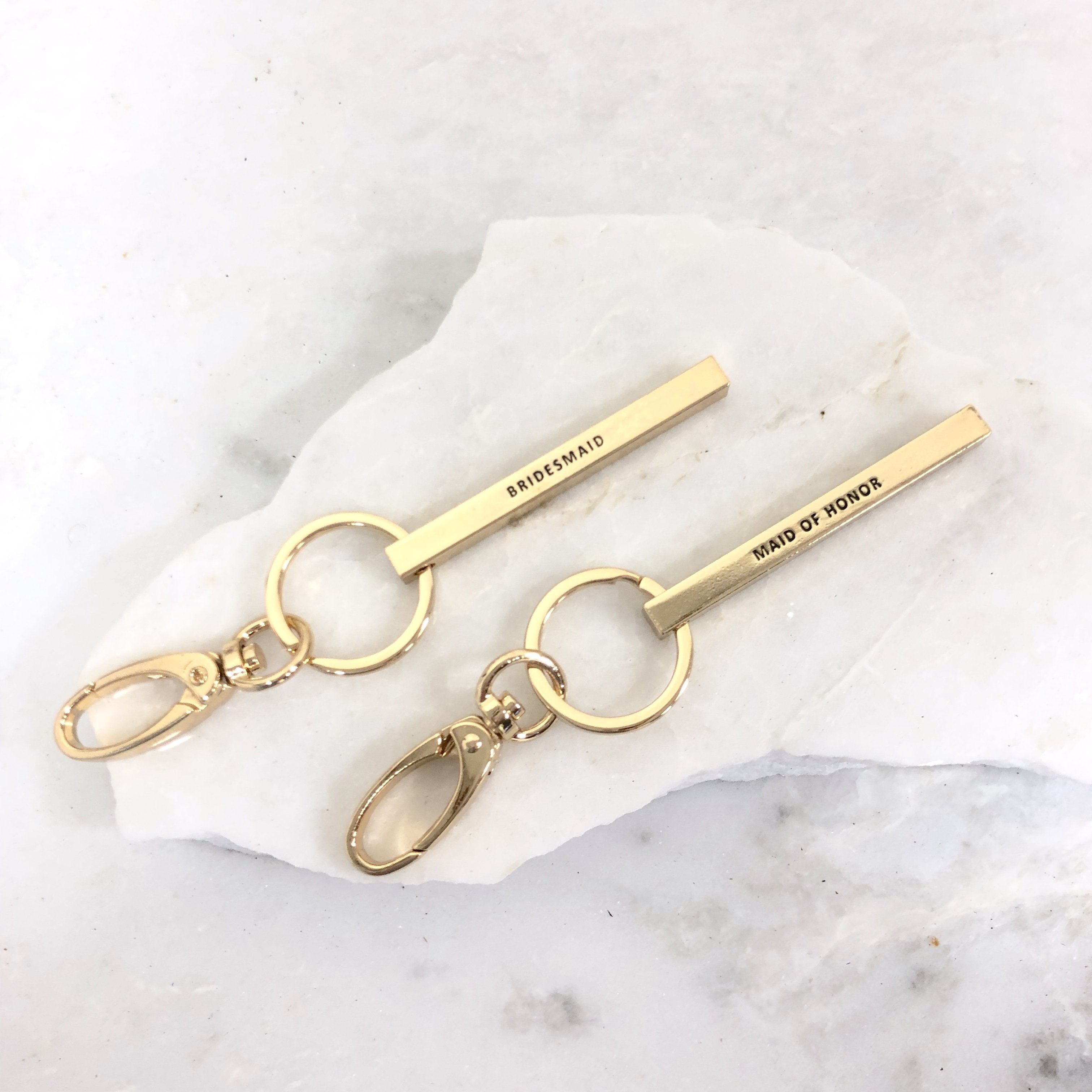 Bridesmaid Bar Gold Key Chain - Dainty Hooligan